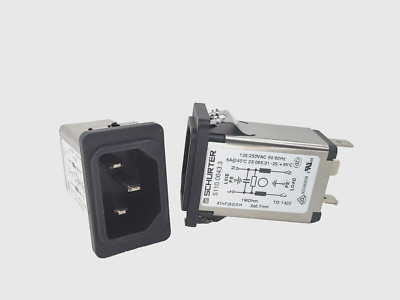 Schurter 5110.0643.3 PEM w/Filter IEC C14 250VAC 6A Front Panel Mt-Snap ...