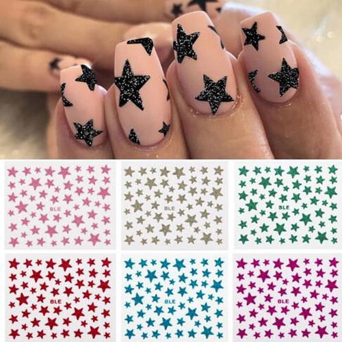 Nagel Sticker Slider Stars Glitzer Glänzend Deko Aufkleber DIY ...