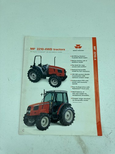 Massey Ferguson 2210 4wd Tractor Literature Brochure Spec Sheet 1 Page ...