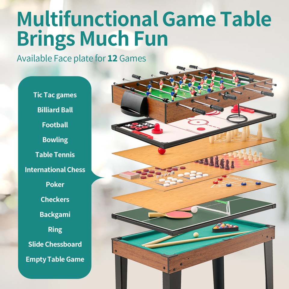 MOPHOTO 12 in-1 Combo Game Table Set - 2x4ft Multi Game Table,Kids ...