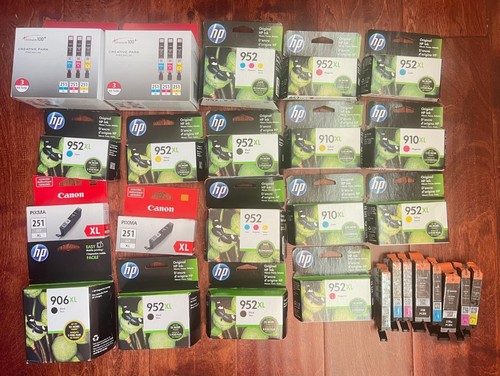Bundle of Canon 251 GY,C ,M, Y HP 952Xl, 906XL, 910 XL C, M, Y (19 ...