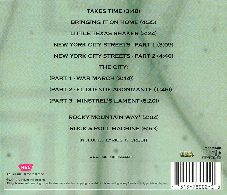 Triumph ~ Rock And Roll Machine (1977) CD 2005 Round Hill Records ...