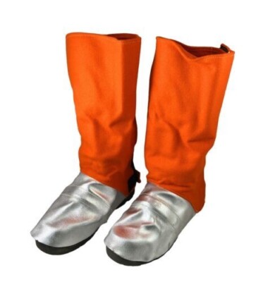 ☀️2x Leather Welding Boot Spats W Flame FR Felt Leggings, Heavy Duty ...