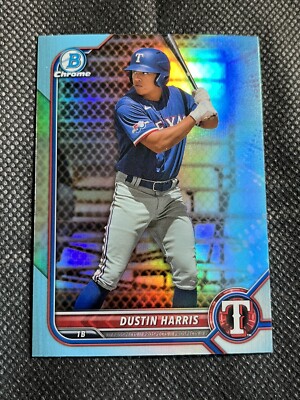 DUSTIN HARRIS 2022 Bowman Chrome Draft Sky Blue Refractor BDC-41 Texas ...