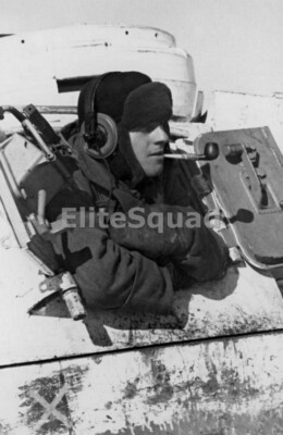 WW2 Picture Photo German Tank Panzer crewman smoking a pipe 0715 | eBay