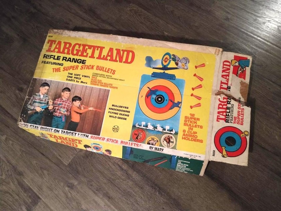 Vintage 1968 Marx Targetland Rifle Range Tin Target Shooting Game With ...