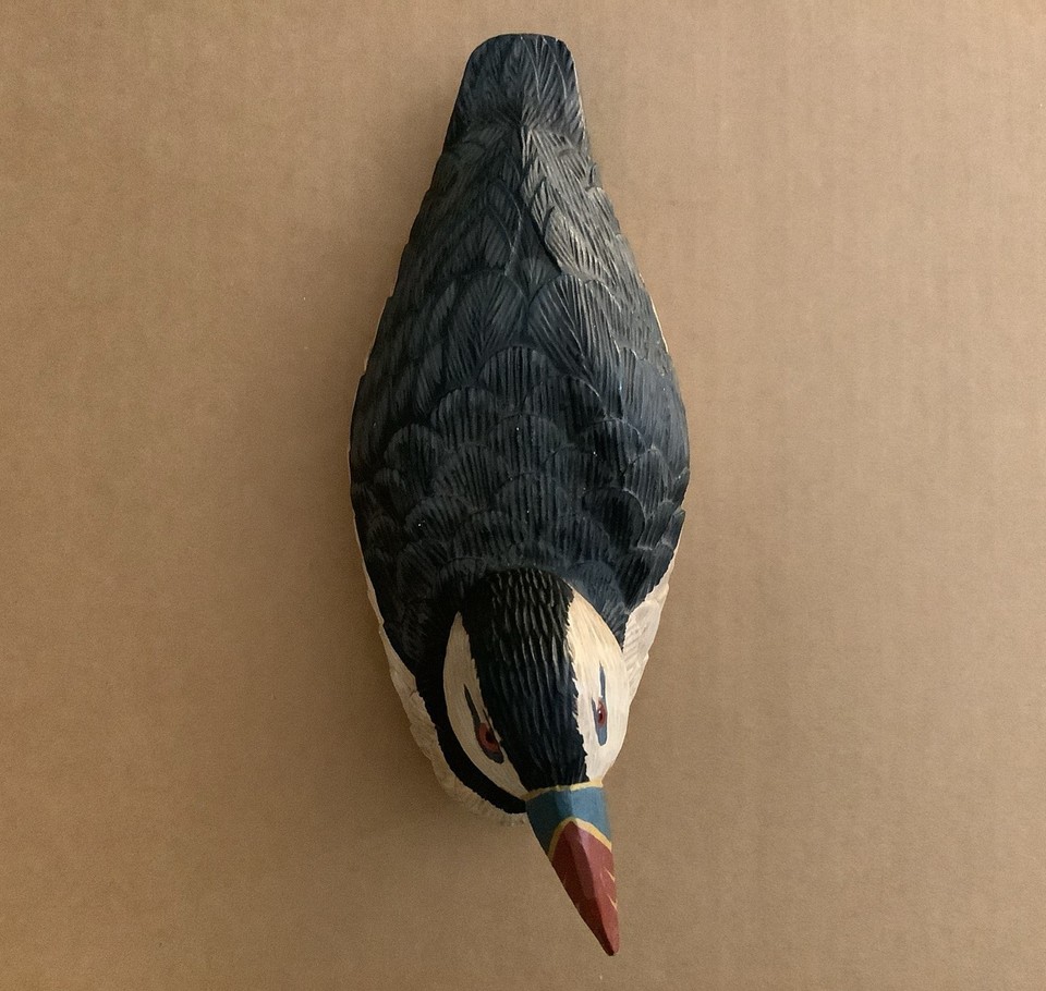 Vintage ~ Carved Atlantic Puffin Decoy @ 10.0" Glass Eyes ~ Signed ...