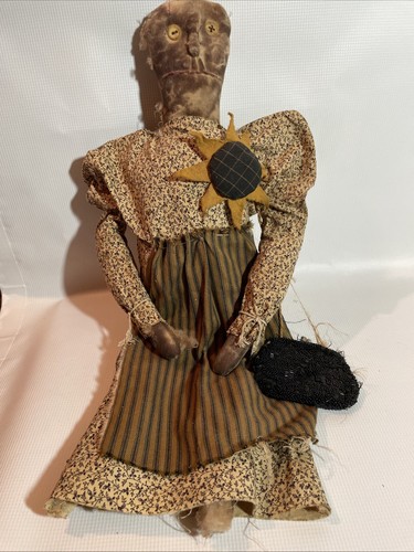 Grungy, Extreme Primitive Doll With Sunflower And Purse | eBay