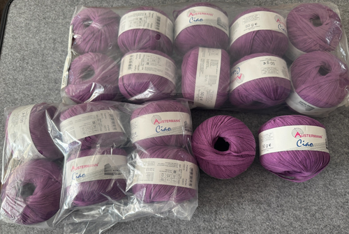 Vintage Austermann CIAO Ribbon Yarn Purple Cotton Blend 18 Balls same ...