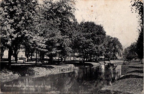 Postcard OH Canton, Rustic Bridge in Water Works Park, Divided Back ...