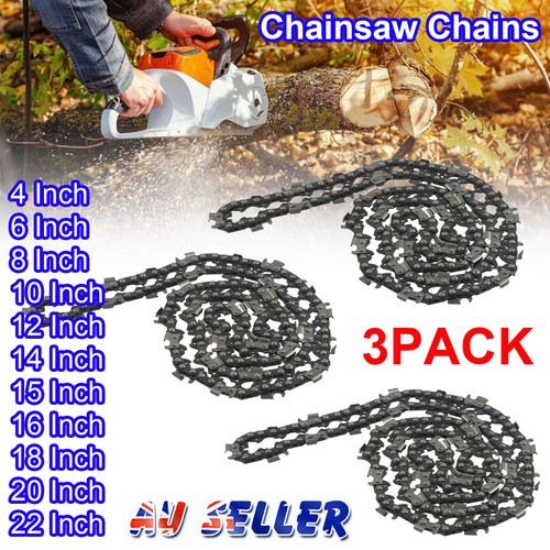 AU 3PCS Saw Chains Chainsaw Chain Blade For 10" 12" 14" 16" 18" 20" 22 ...
