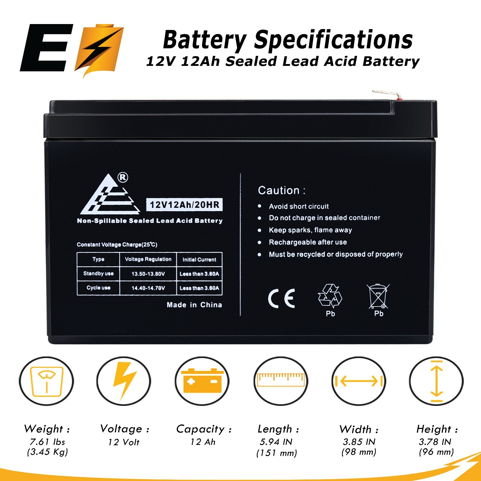 Rechargeable 12V 12AH SLA Battery for Enduring 6FM12, 6-DW-12 | eBay