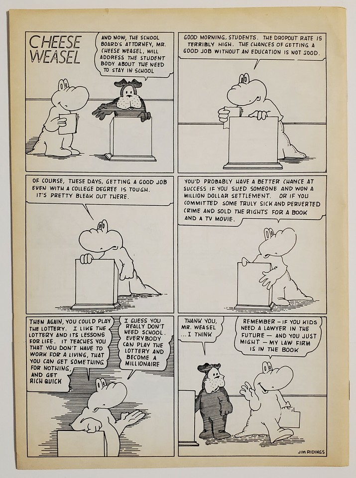 Cheese Weasel #6 (1992, Side Show) FN- Jim Ridings B&W Satire Humor | eBay