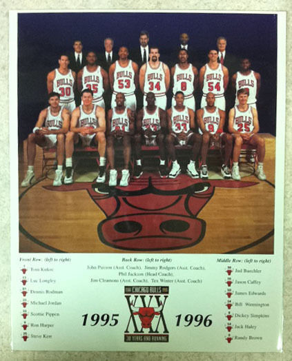 1995-96 Chicago Bulls Team Photo NBA 2nd Best Record 72-10 1995-96 Chicago Bulls Team Photo NBA 2nd Best Record 72-10