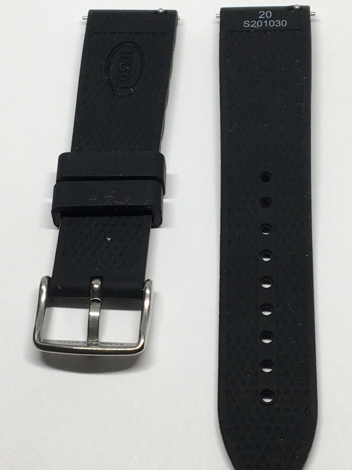 Authentic Fossil Watch Full Band 2piece Strap Rubber Pins Black V356 | eBay