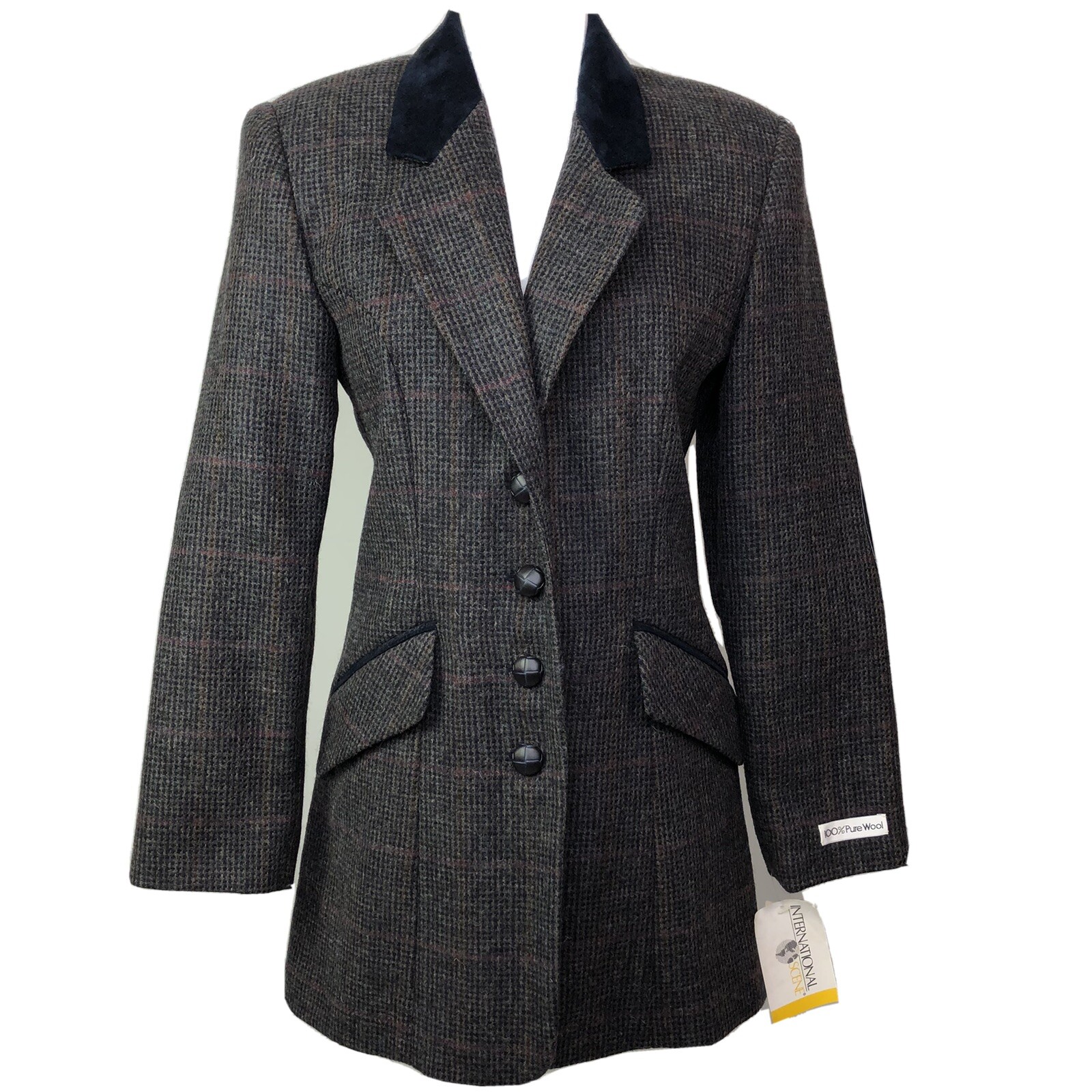 Vtg 80s International Scene Herringbone Wool Fitted L… - Gem