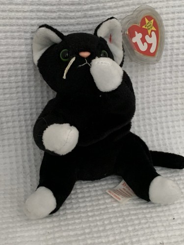 Ty Beanie Baby ZIP 1993 Black White Cat Tag ERRORS Plush Toy RARE NEW ...