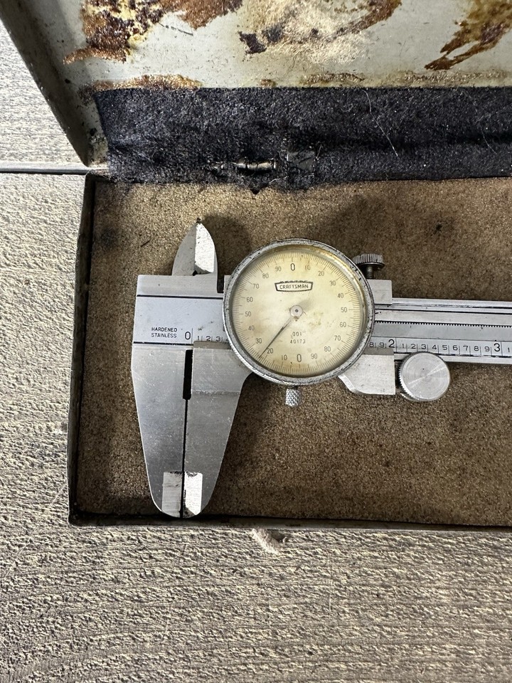 Craftsman Dial Caliper 6 Inch 40172 Hardened Stainless W/Case .001 Grad ...