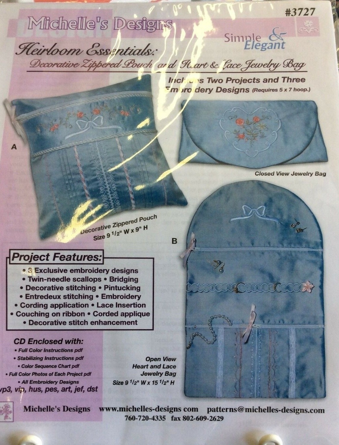 MICHELLE'S DESIGNS #3727- HEIRLOOM POUCH & HEART & LACE JEWELRY BAG | eBay