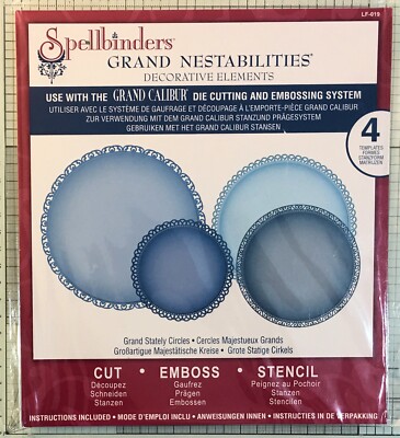 SPELLBINDERS GRAND STATELY CIRCLES Large Decorative Metal die set. 4 ...
