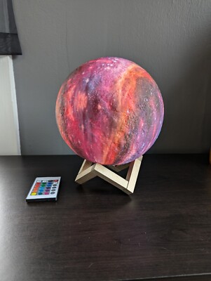 Galaxy 3D Sphere Lamp w/Stand & Remote 16 Color Settings Moon Light USB ...