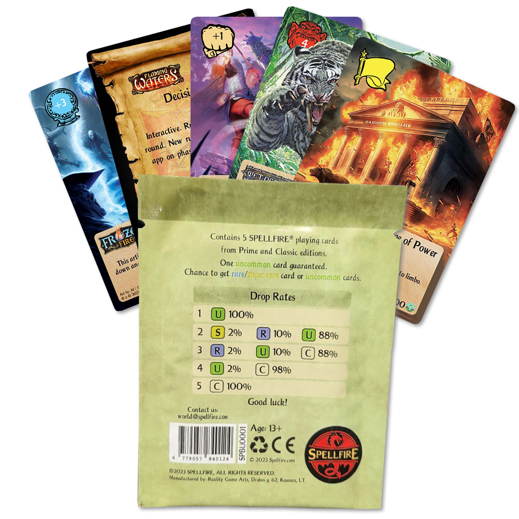 Spellfire Uncommon Booster Pack Five card Re-Master The Magic card Game ...