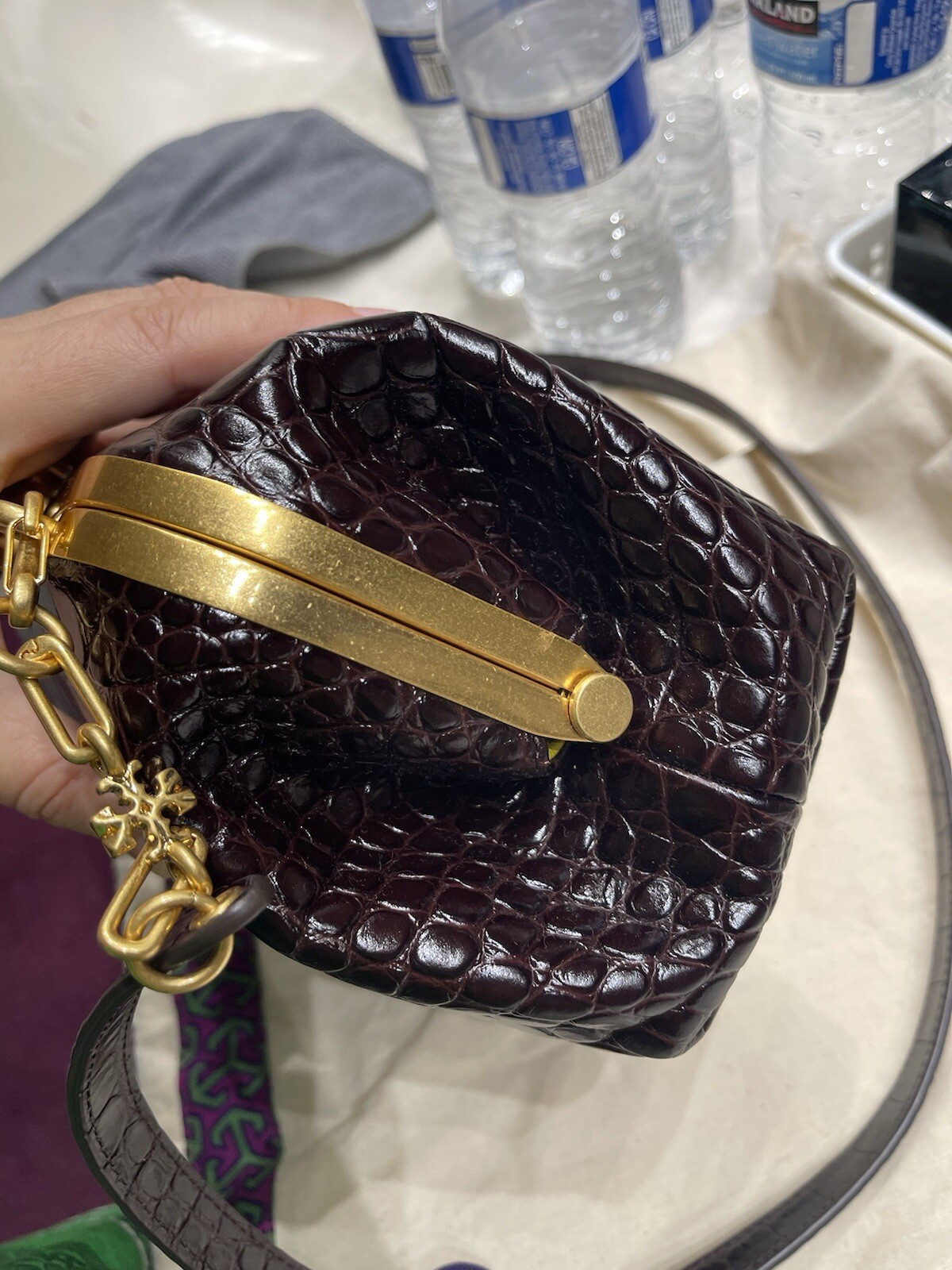 Tory Burch Cleo Embossed Small Bag Brown. Shoulder Bag Purse. | eBay