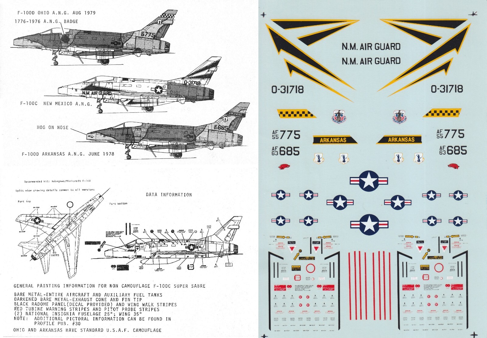 MICROSCALE DECALS 1/72 F-100D Super Sabre 112th TFS 184th TFS 188th TFS ...