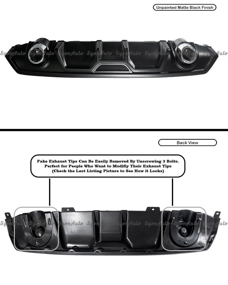 FITS 2016-2020 HONDA CIVIC SEDAN MCX STYLE BLK REAR BUMPER DIFFUSER ...