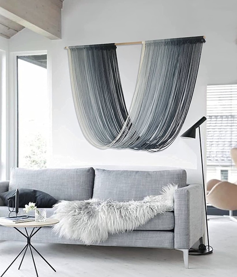 Macrame Wall Hanging Large Scale Art Statement Tie-Dye Geometric Décor ...