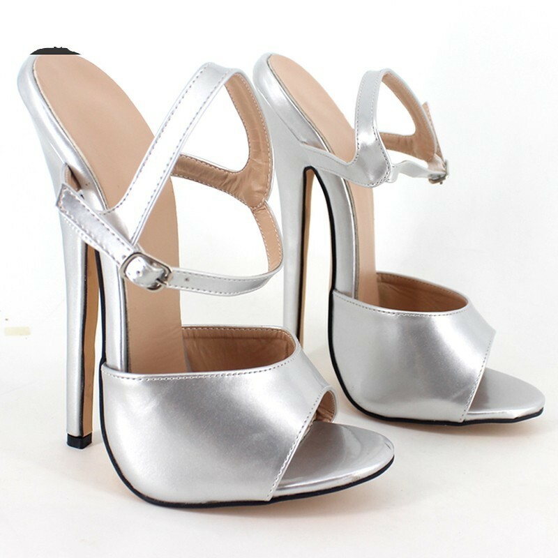Women 18cm High Stiletto Heel Pump Shoes Buckle Strap Slingbacks ...