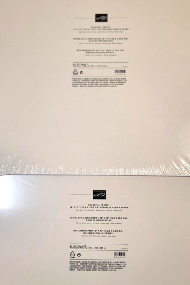 Stampin UP! PEACEFUL PRINTS Designer Series Paper 12x12" - DSP Lot of 2 ...