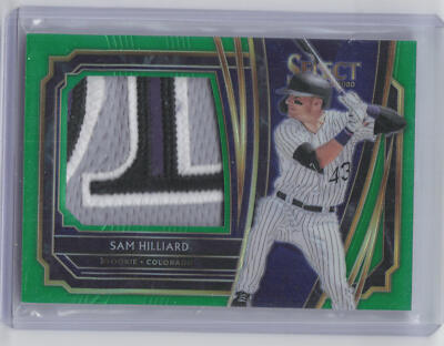 2020 Panini Select #RJS-SH Sam Hilliard Rookie Jumbo Swatch Green #/5 ...