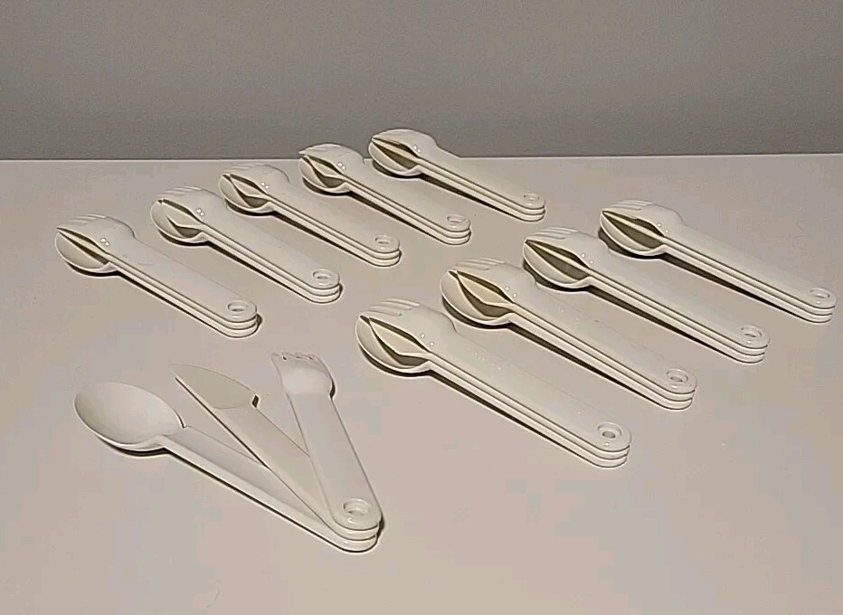 10 SET Vintage Tupperware 3 Piece Snap Together Utensil Camping FORK ...