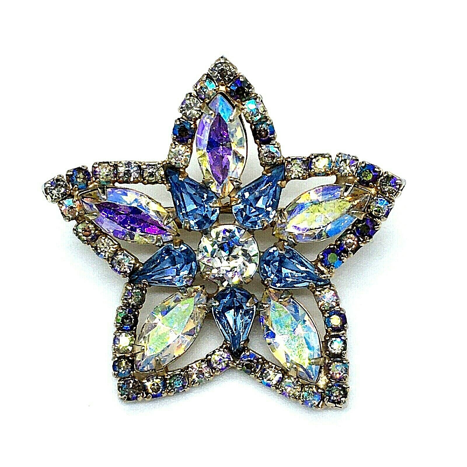Vintage? Lux Light Catching Rhinestone Star Brooch - Gem