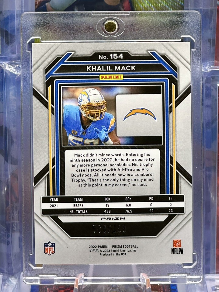 2022 Prizm /199 Light Blue Wave COLOR MATCH Khalil Mack Los Angeles ...
