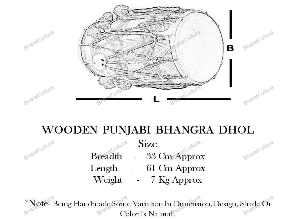 Sheesham Wood Musical Instrument Indian Wedding Mu Bhangra Dhol with ...