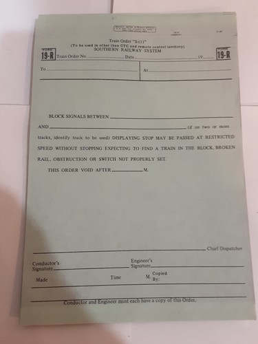 LOT OF 11 SEABOARD SYSTEM RAILROAD TRAIN ORDER FORMS | eBay