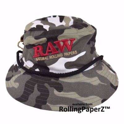 New! RAW Rolling Papers SMOKER MANS CAMOUFLAGE BUCKET HAT MEDIUM 1 1/4 ...