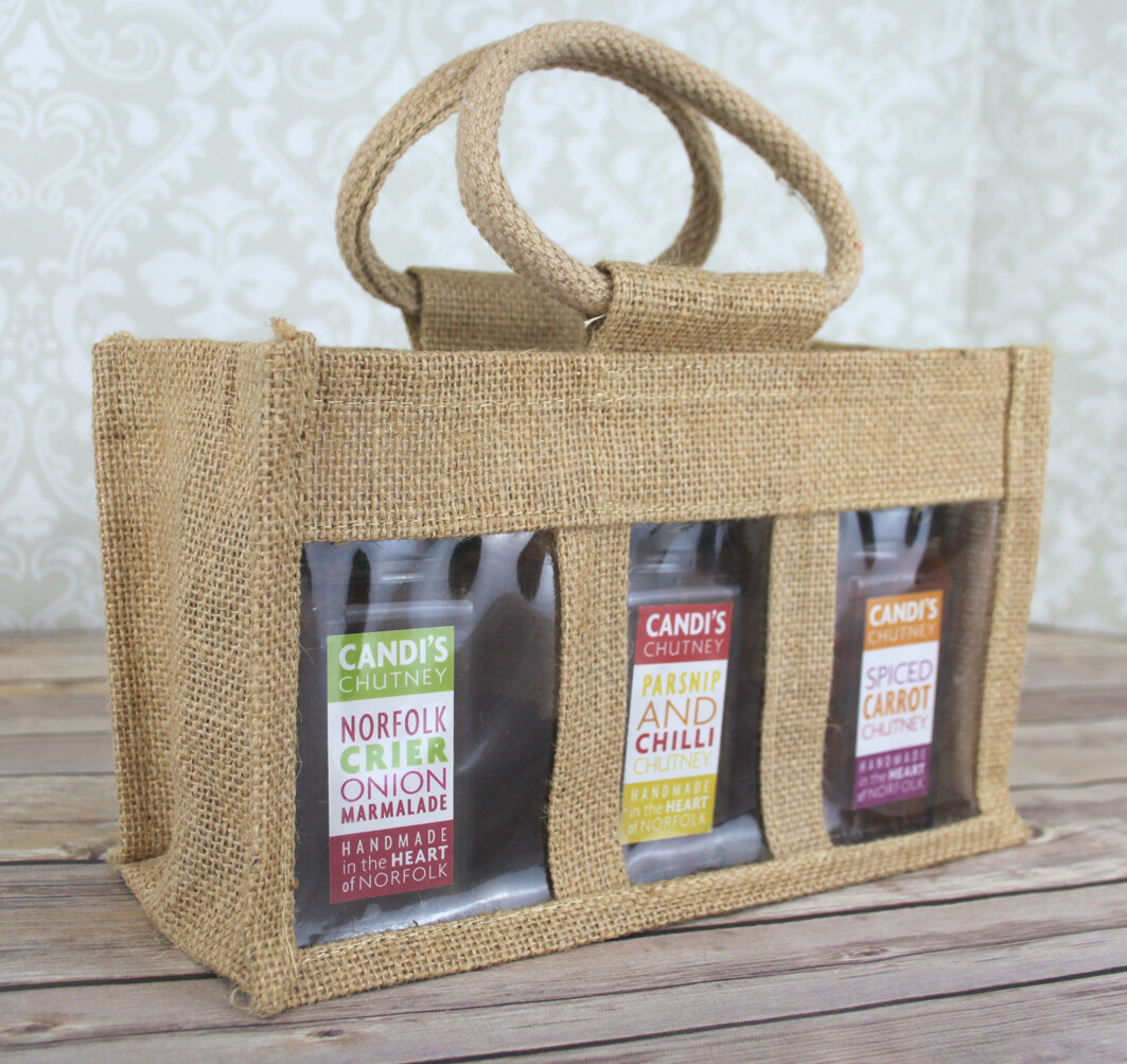3 Jar Jute Bags - Gift Bag for Jam Jars, Chutneys & Preserves - NATURAL ...
