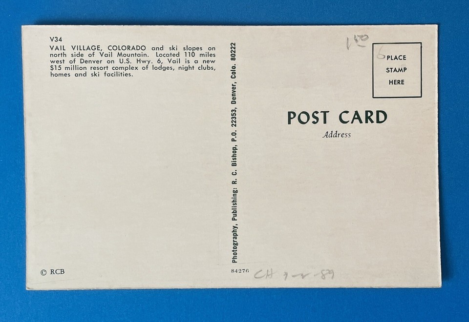 VAIL COLORADO CO ~ Vail Village Ski Resort Area Vintage Postcard ...