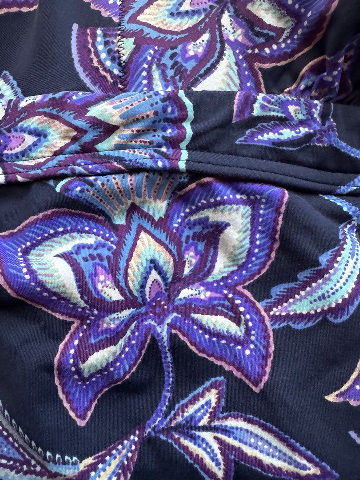 Lands End Size 16 Purple Floral Shelf Bra Bathing Suit Swimsuit Swim ...