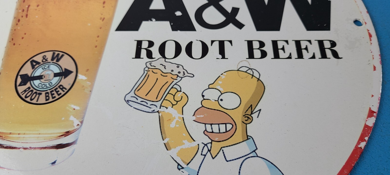 Vintage Root Beer Sign - A&W Beverage Homer Simpson Porcelain Gas Pump ...