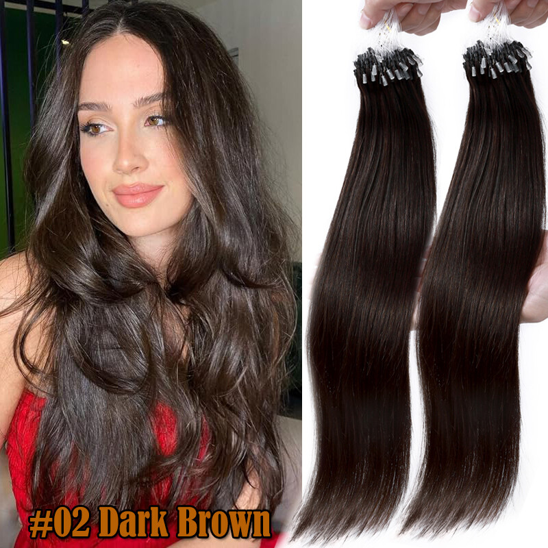 Micro Ring Loop Hair Extensions Micro Beads 100% Real Human Hair Link ...