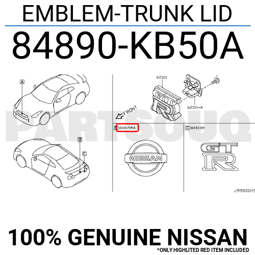 84890KB50A Genuine Nissan EMBLEM-TRUNK LID 84890-KB50A | eBay