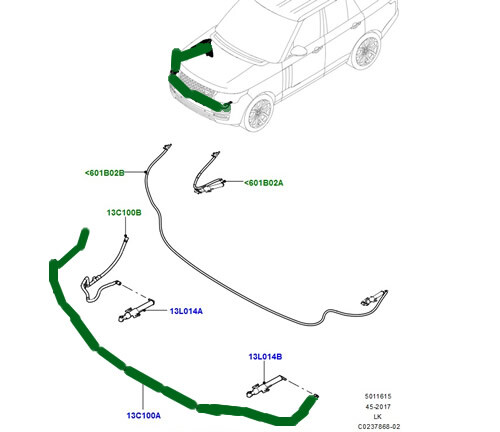 GENUINE LAND ROVER HEADLAMP WASHER HOSE RANGE ROVER 13 SPORT 14 ...