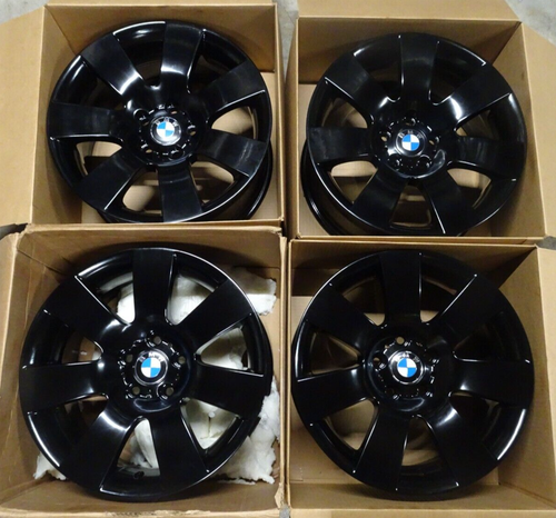 18" FACTORY BMW 3- 5 SERIES E60 18x8 BLACK GLOSS OEM WHEELS RIMS 59476 ...