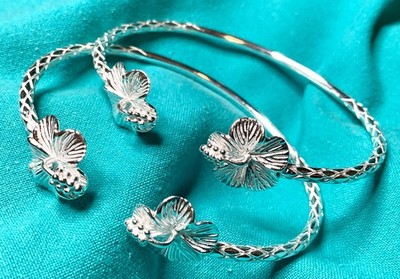 NWOT Pair Hibiscus West Indian Caribbean Bangles 29g Sterling Silver | eBay