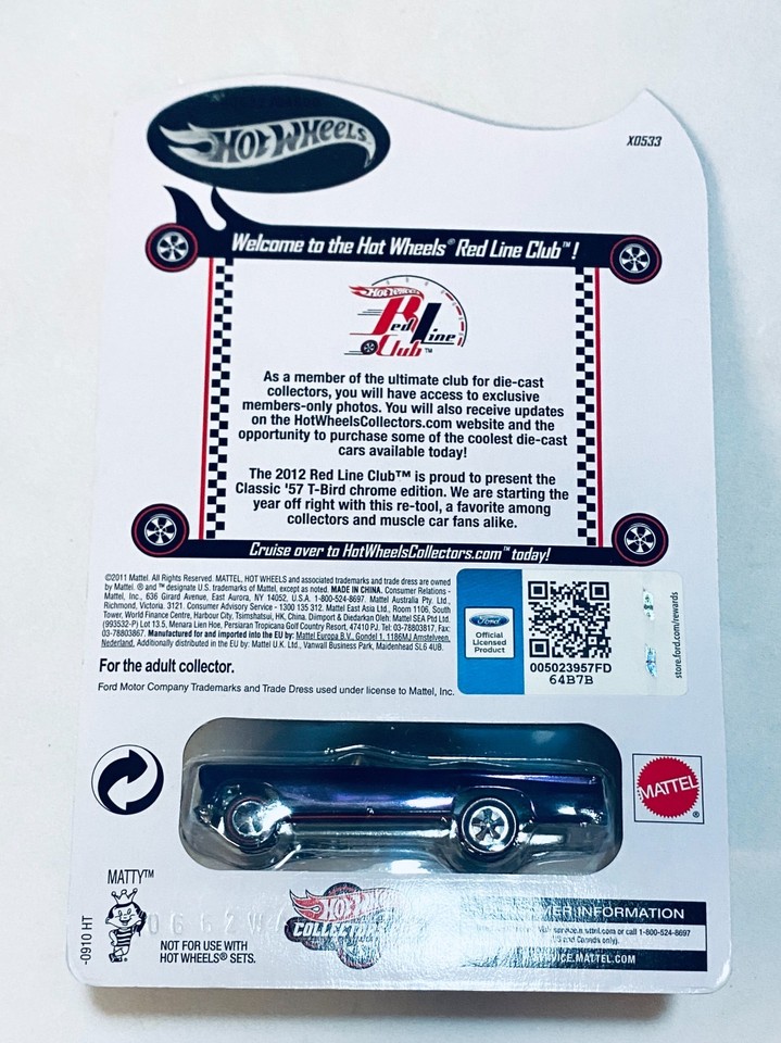 Hot Wheels - 2012 Red Line Club Exclusive - Classic '57 T-Bird & Mattel ...