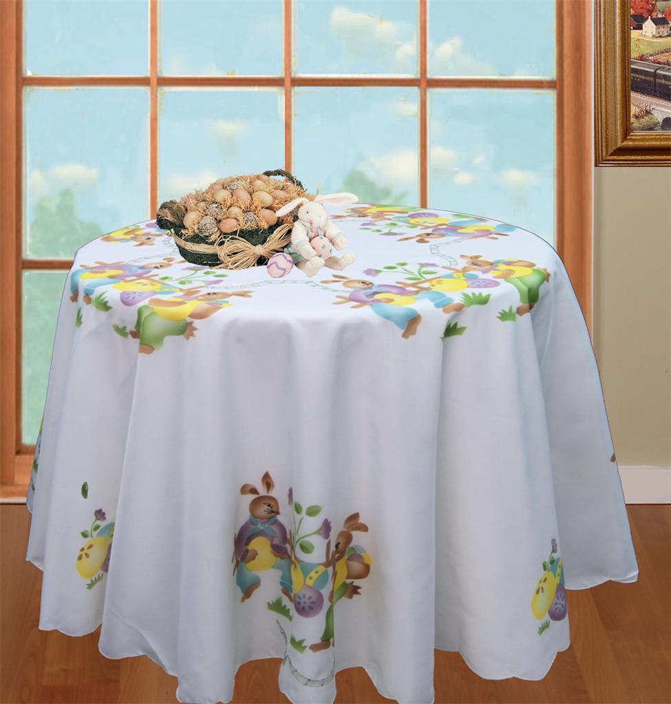 Easter Bunny Egg Spring Fabric Tablecloth Rectangular Round Creative ...